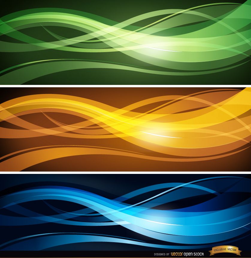 Wavy Lines Headers Set Vector Download