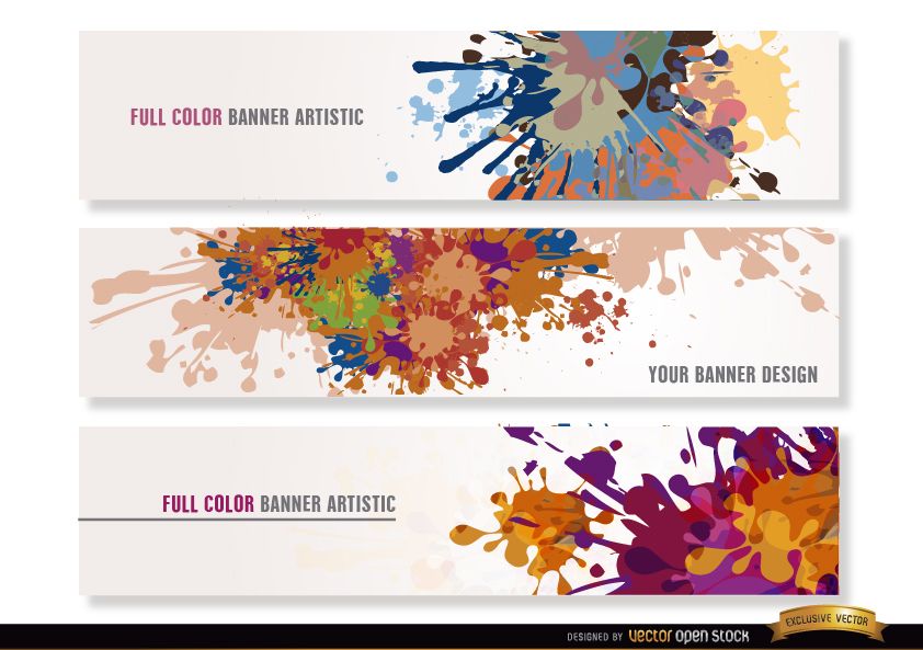 Colorful Paint Drops Headers Vector Download