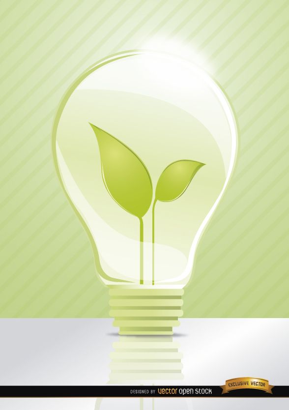 Ecologic Idea Light Bulb Leaves Vector Download