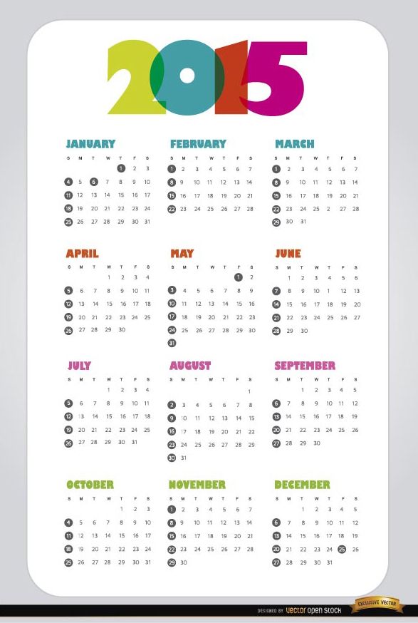 2015 Simple Calendar Vector Download