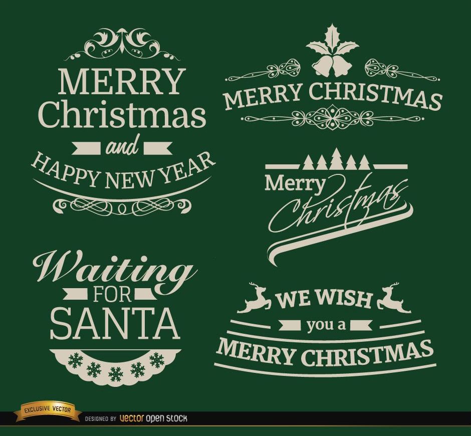 5 Elegant Christmas Labels Vector Download