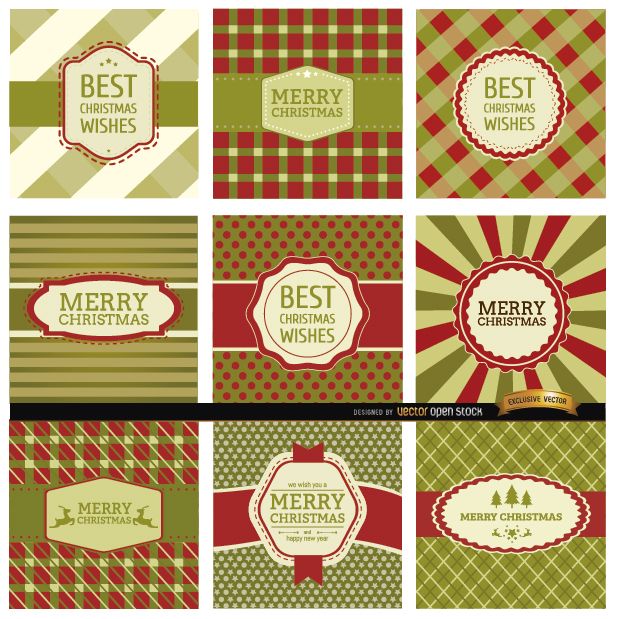 9 Abstract Christmas Label Backgrounds Vector Download