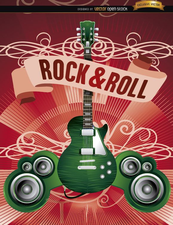 Electric Guitar Rock Illustration Vector Download