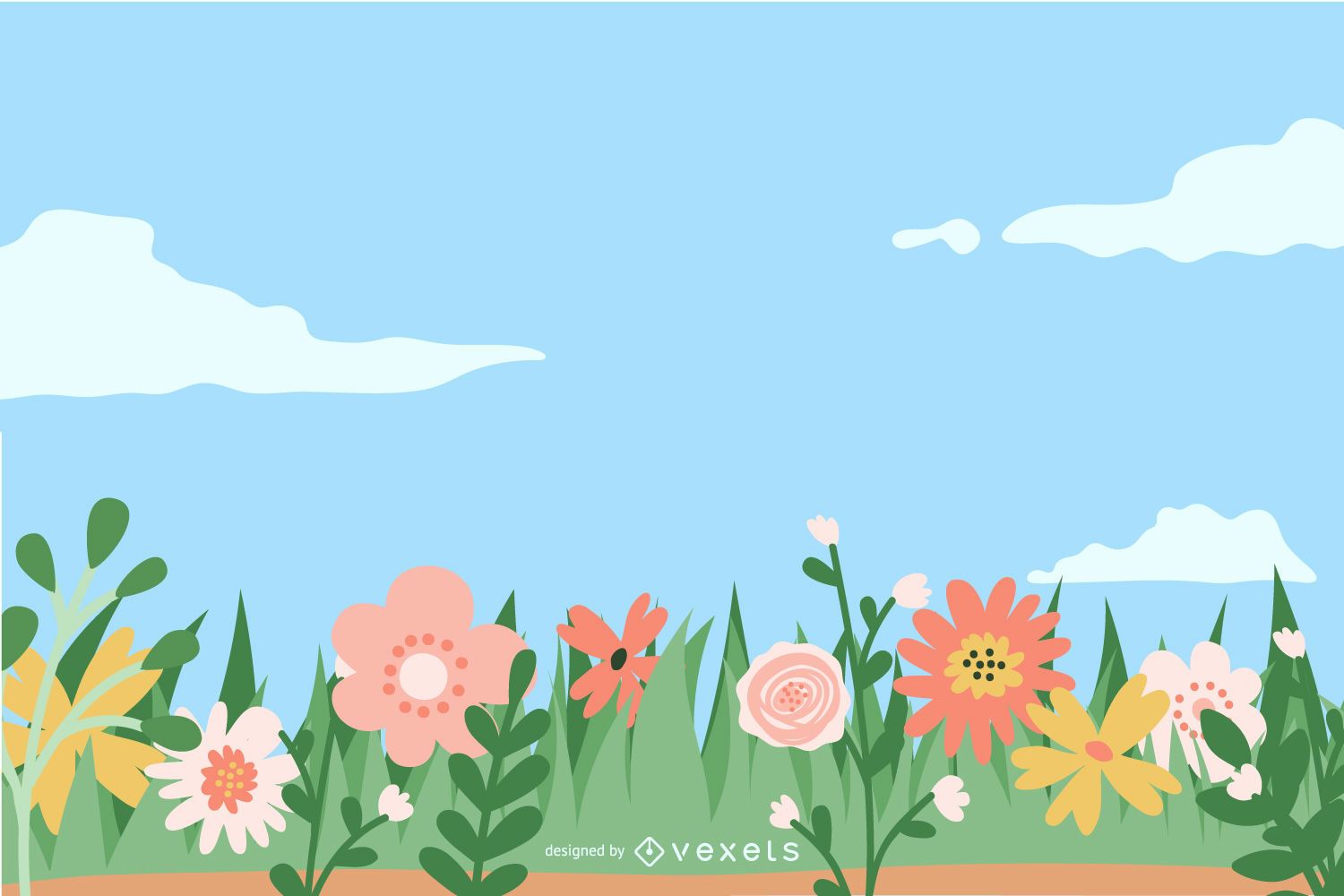 Floral Daisy Footer Colorful Background Vector Download