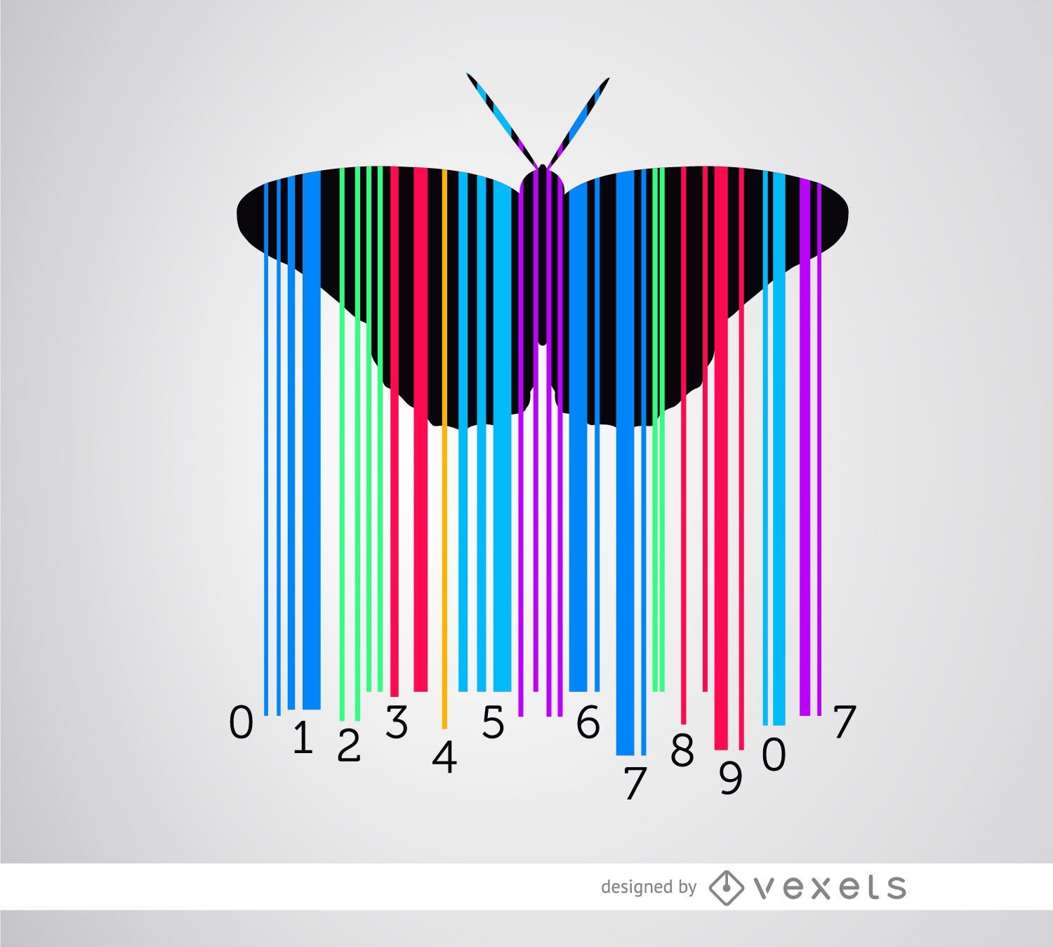 Codebar Butterfly Colorful Vector Download
