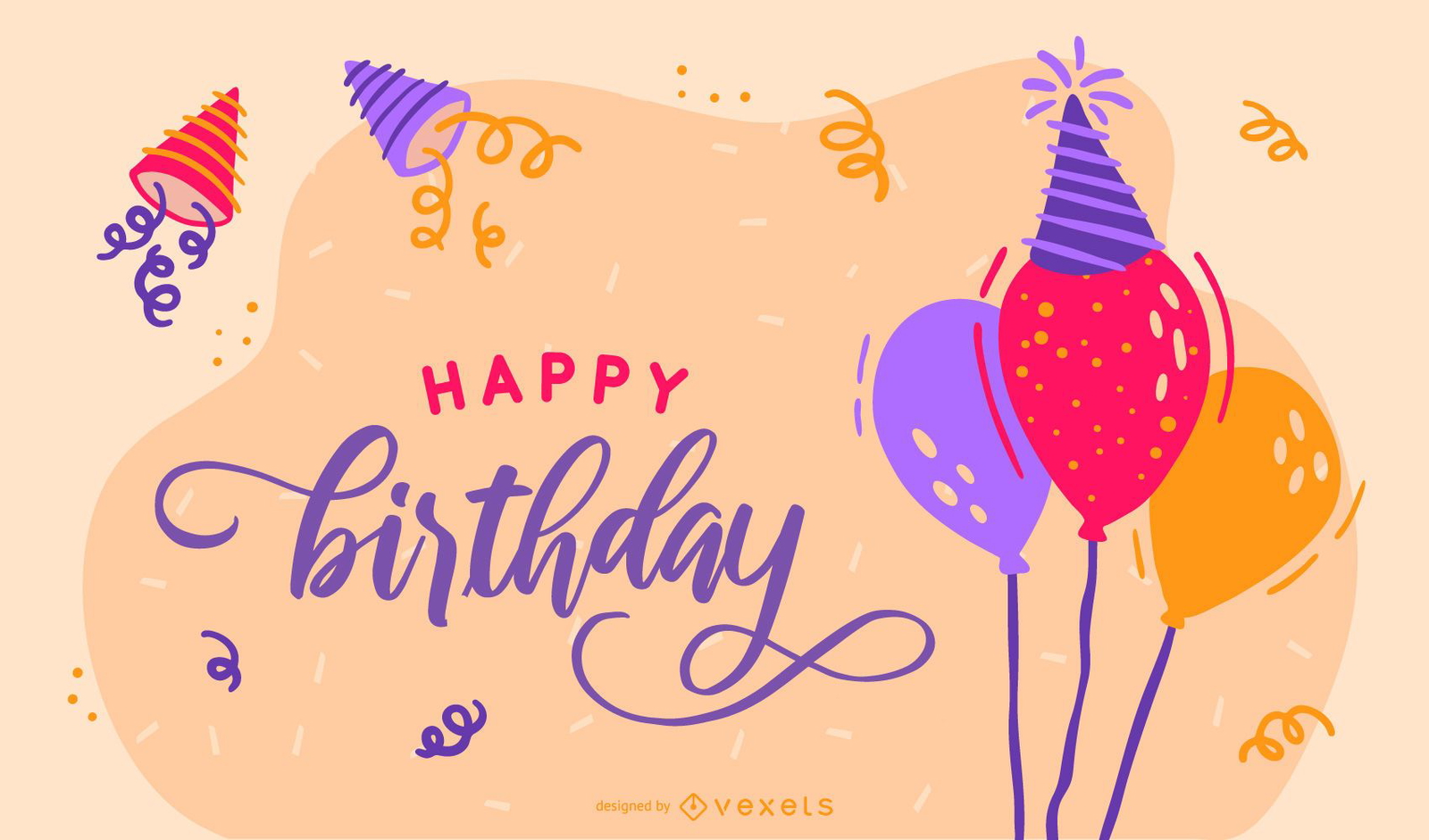Hand Drawn Birthday Bunting Card Vector Download