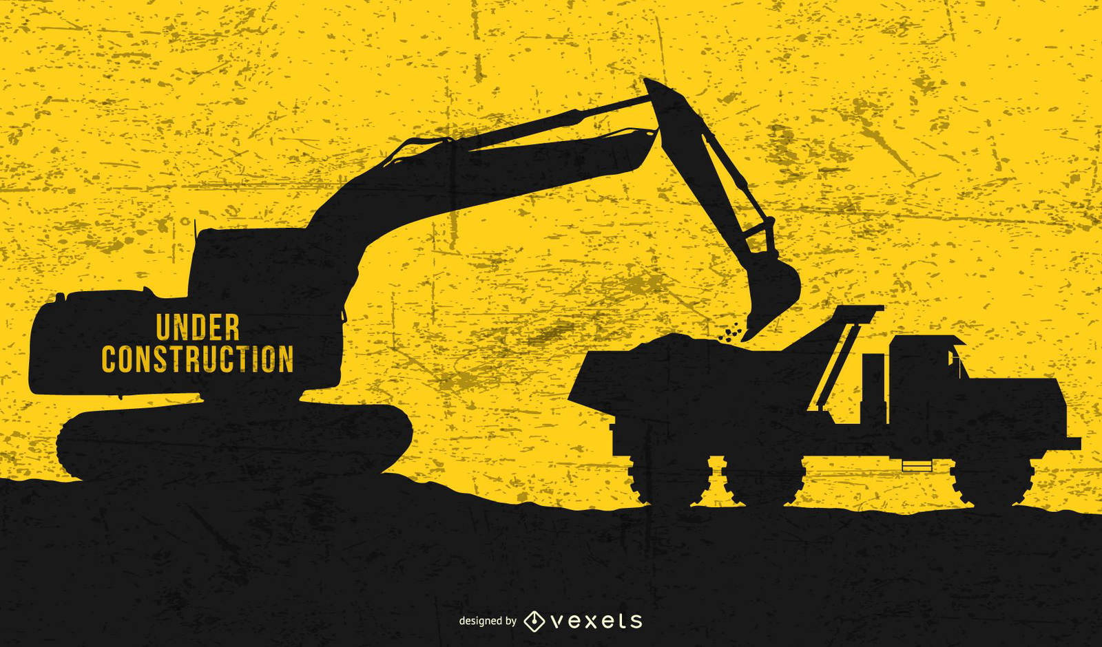 Dump Truck Excavator Under Construction Vector Download