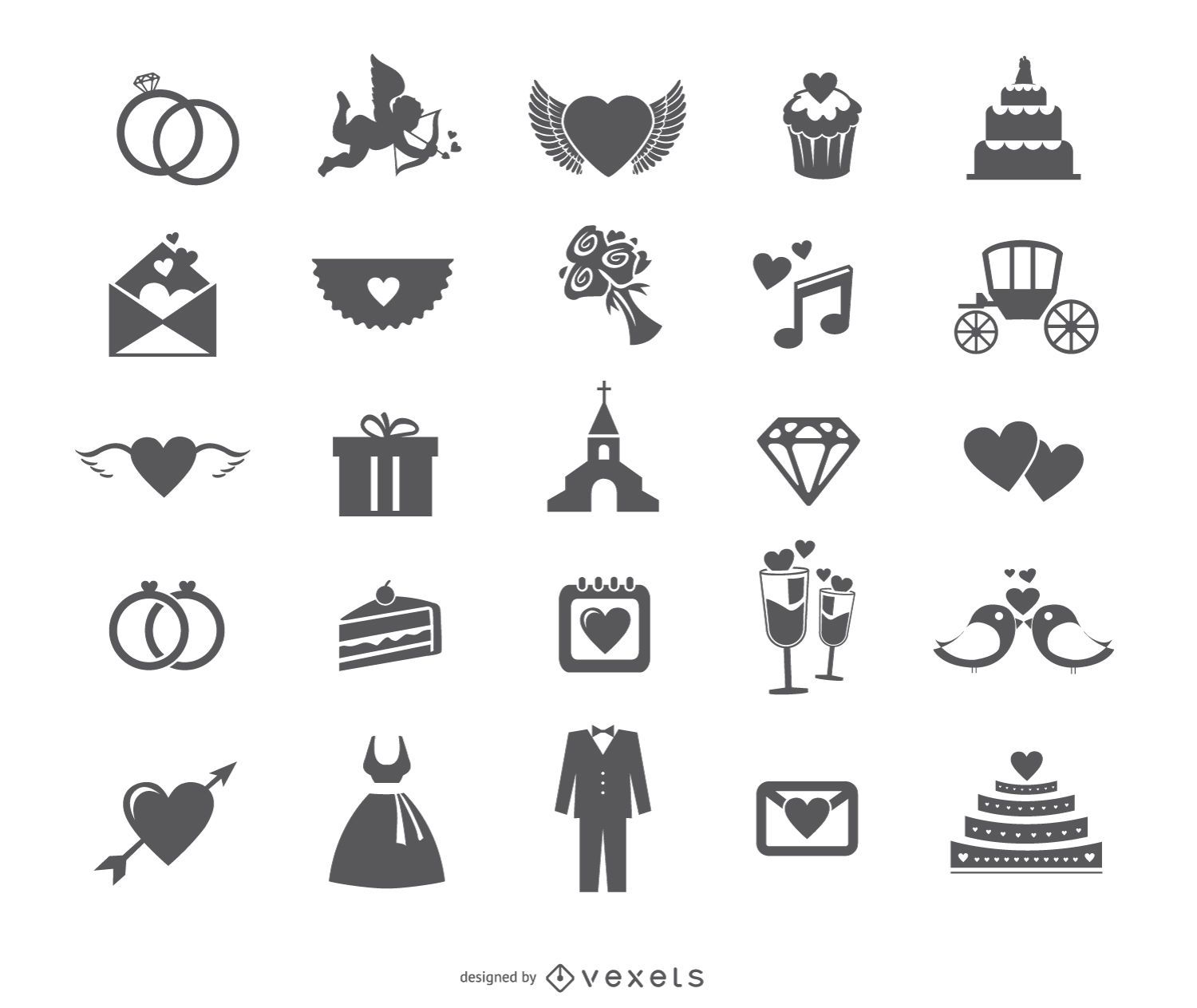 Wedding Web Icon Set Vector Download
