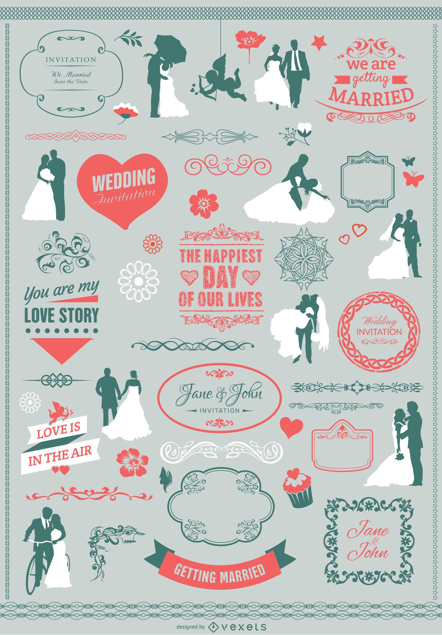 Wedding Invitation Element Pack Vector Download