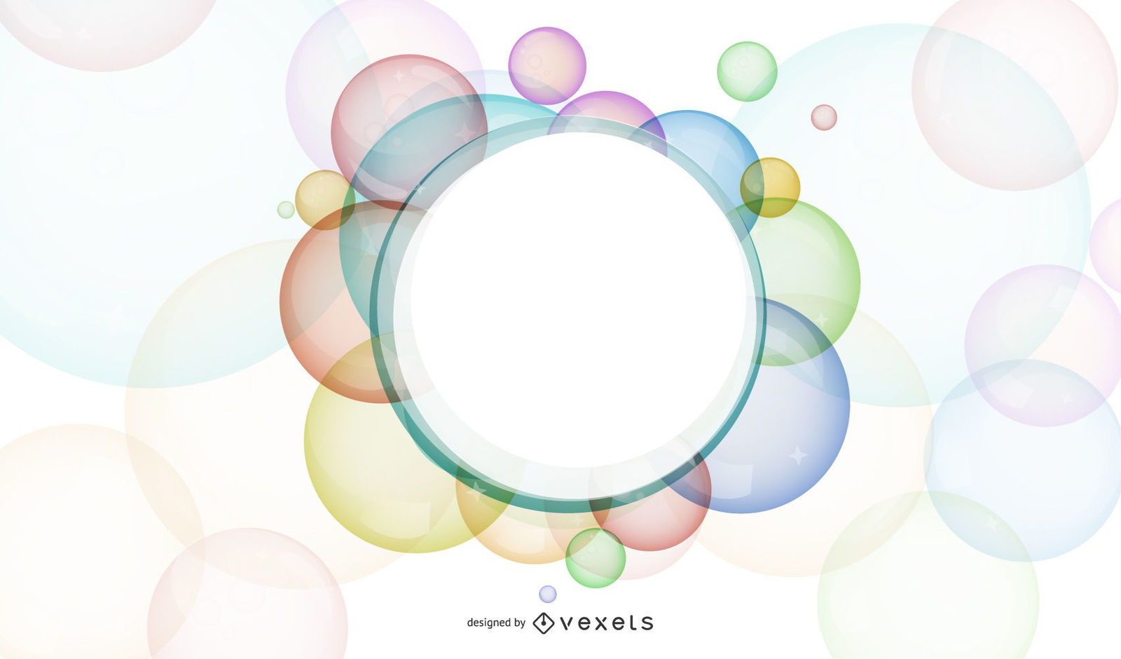 Colorful Bubbles Frame White Banner Vector Download