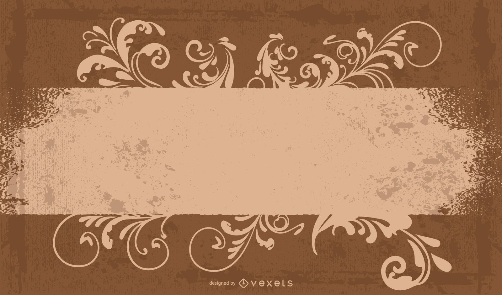 Brown Floral Frame Grungy Banner Vector Download