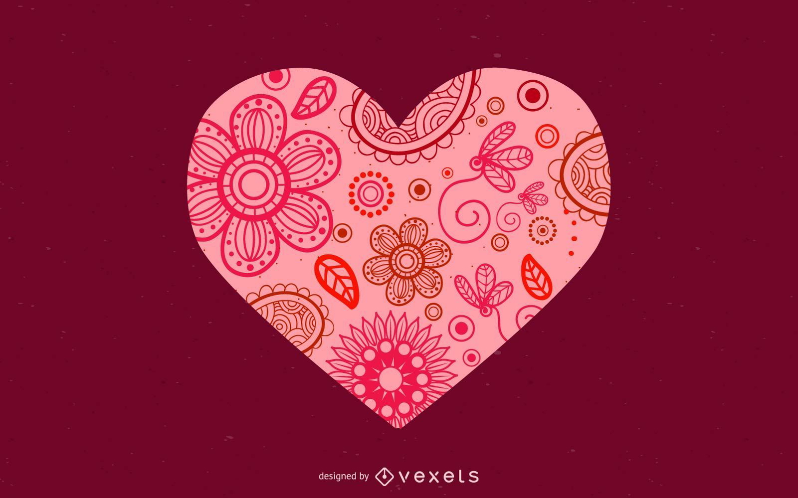 Floral Valentine Heart Design Vector Download