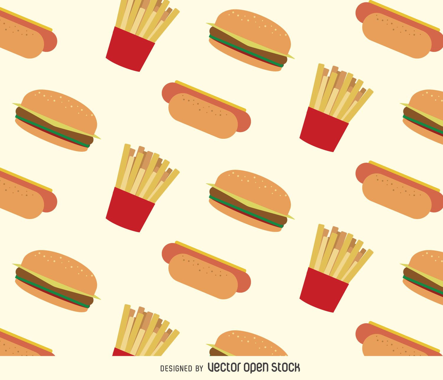 Hot Dogs Hamburgers And Fries Pattern Vector Download