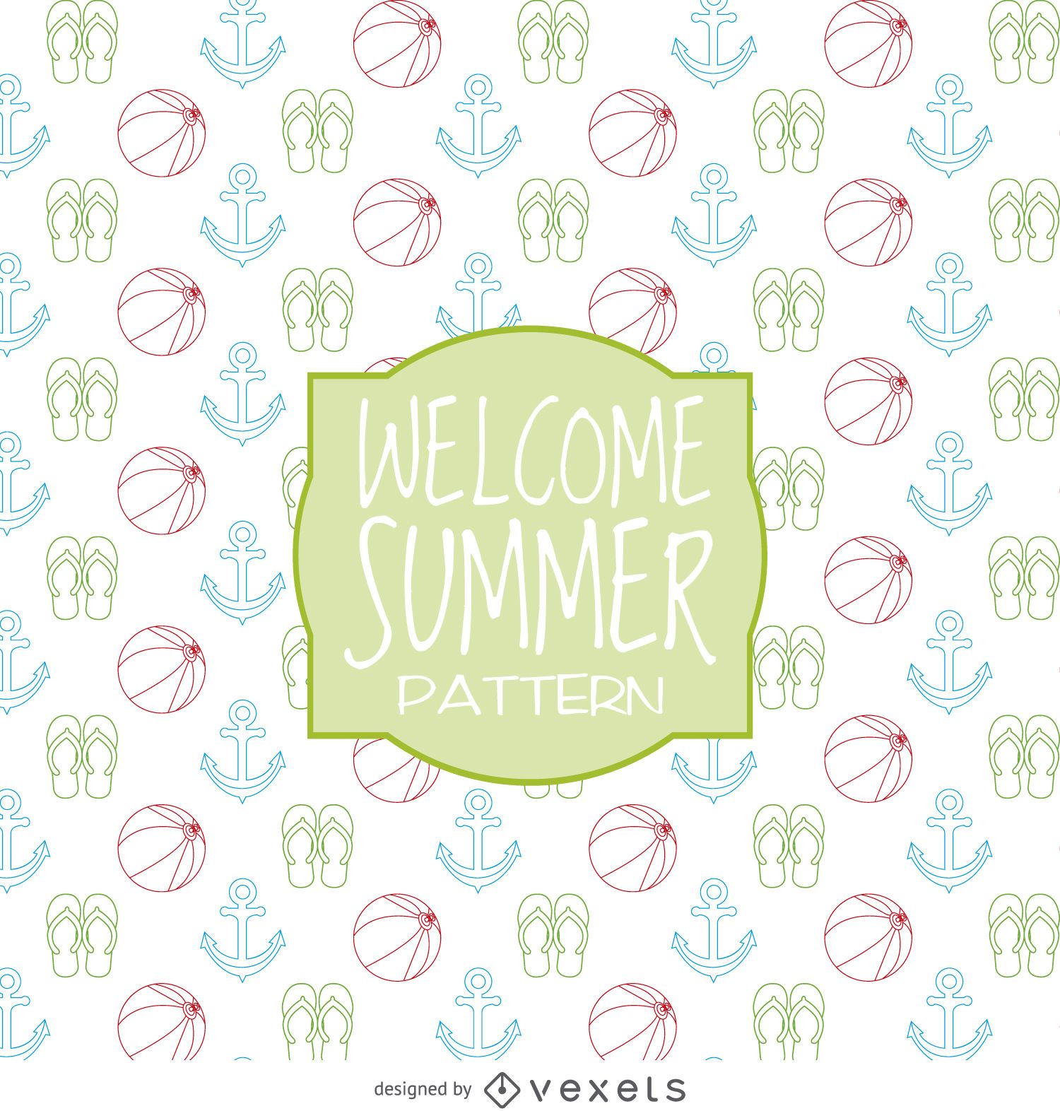 Summer Elements Pattern Design Vector Download