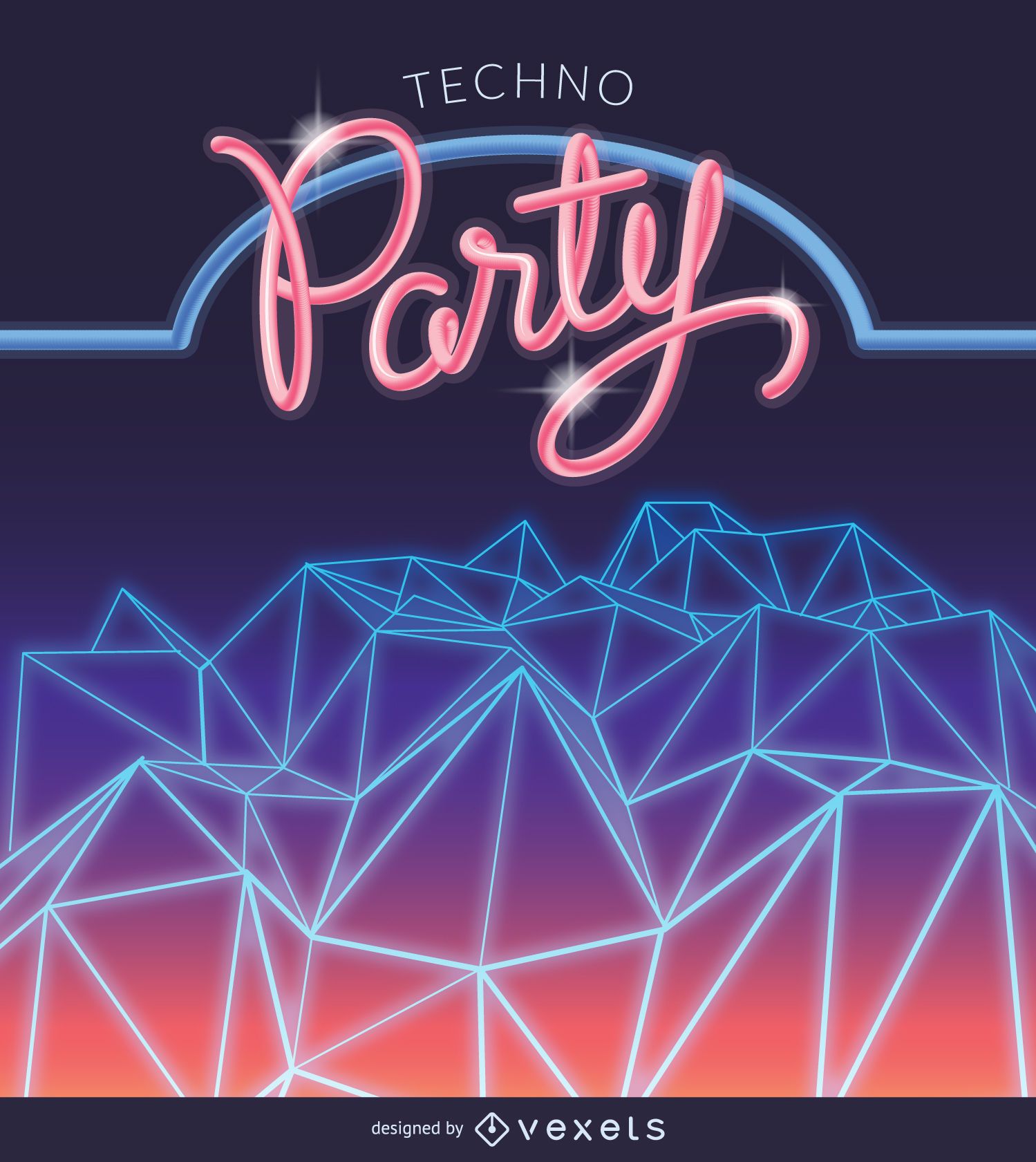 Synth Wave Party Poster Vector Download
