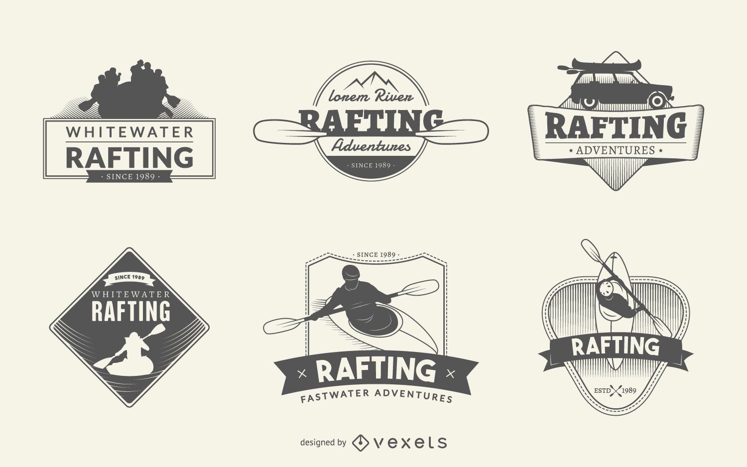 Rafting Logo Set Vector Download