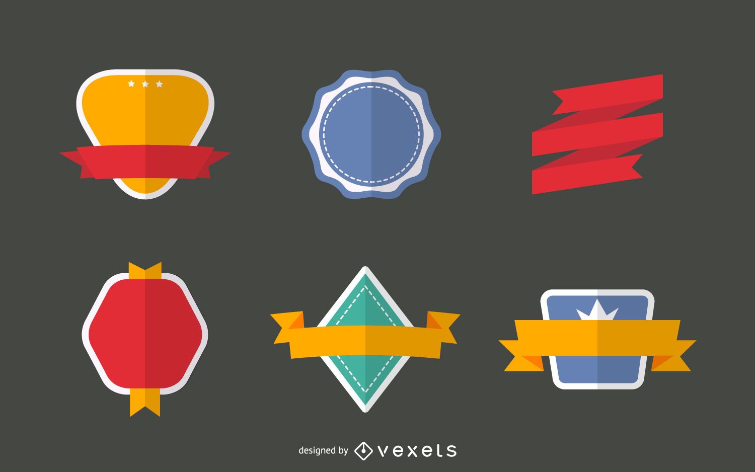 Flat Badge Set Vector Download