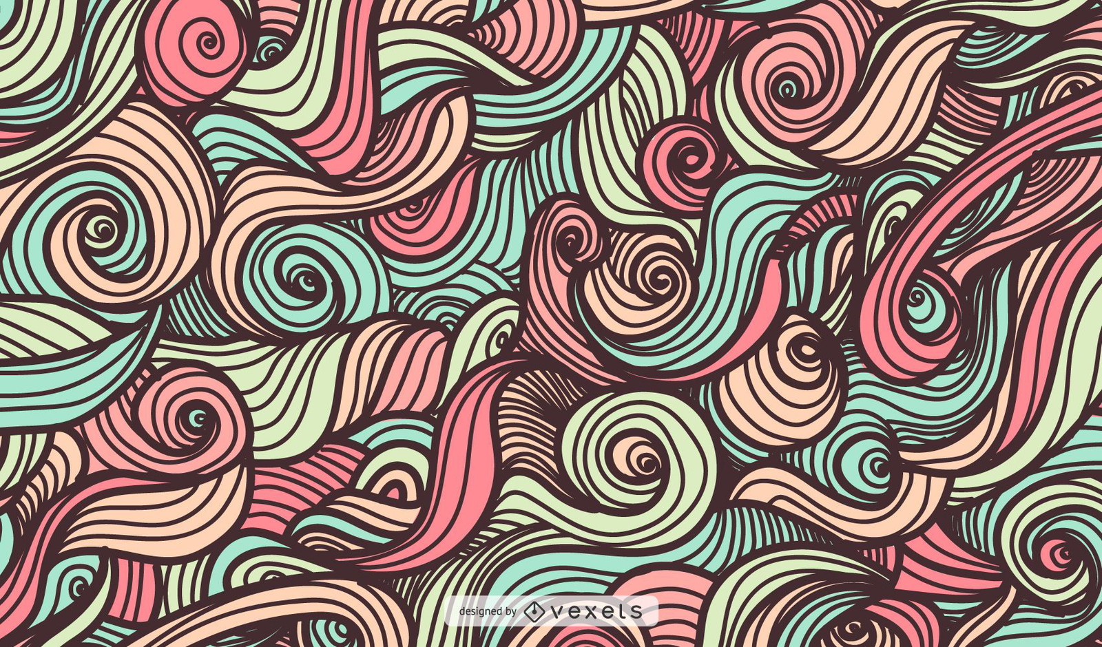 Waves With Colored Swirls Vector Download