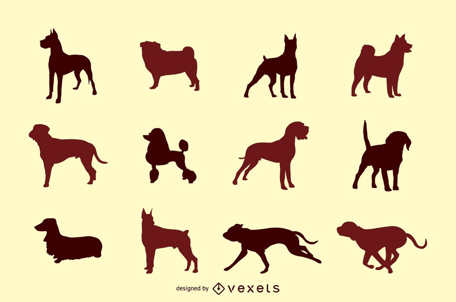 Set Of Dog Vector Silhouettes Vector Download