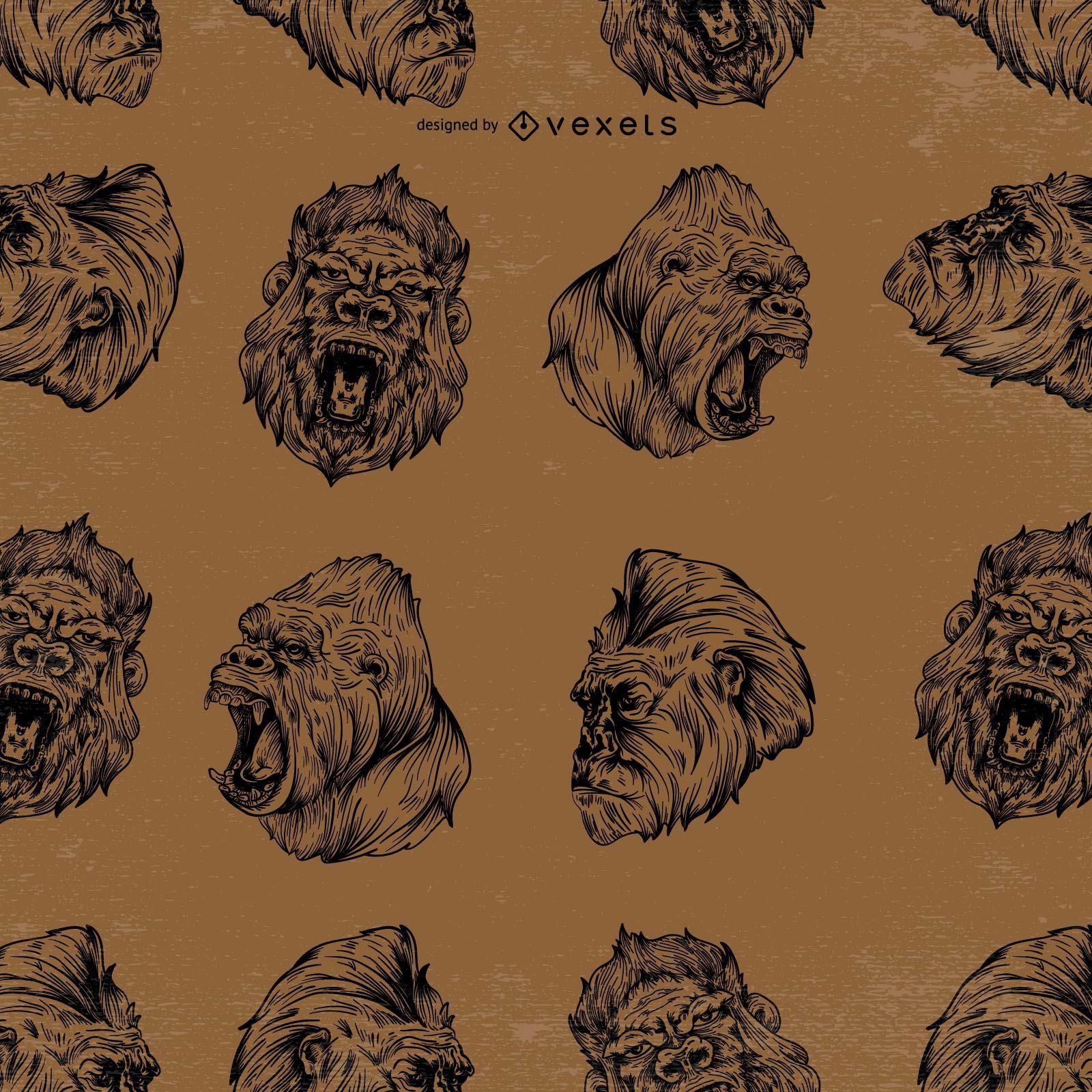Seamless Gorilla Pattern Design Vector Download