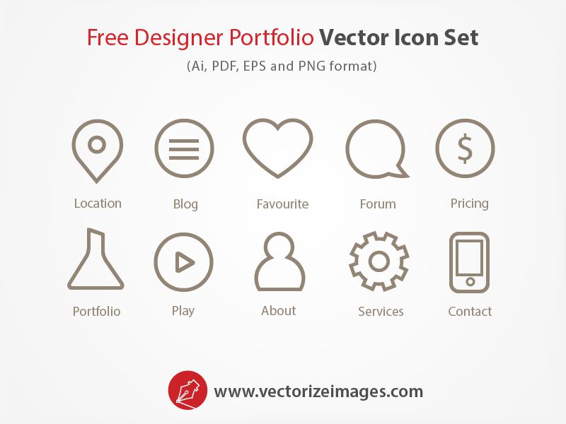 Designer Portfolio Gliederung Icon Set - Vektor Download