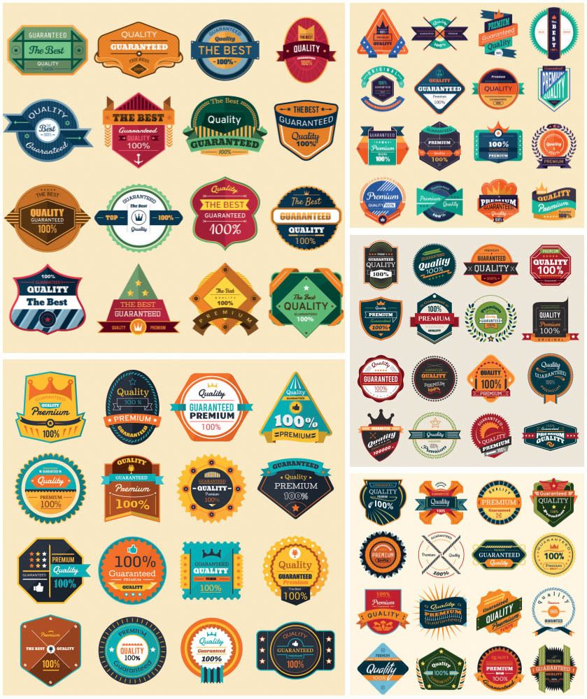 Modern & Vintage Abstract Label & Badge Pack Vector Download