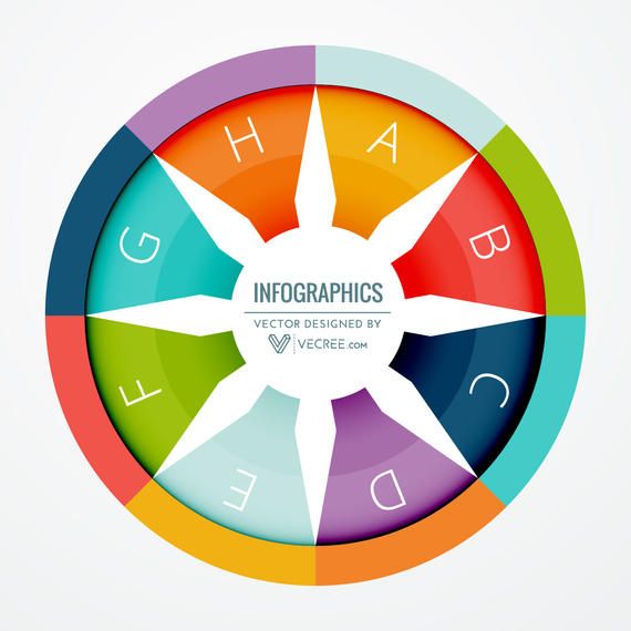 White Wheel on Colorful Circular Infographic - Vector download White Wheel on Colorful Circular Infographic - Vector download