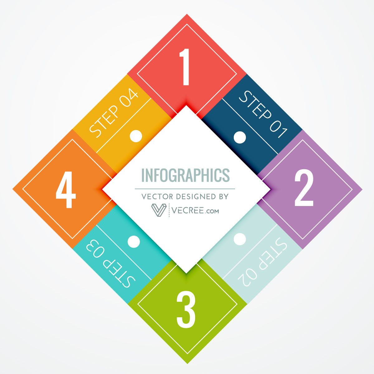 Flat Diamond Layout Colorful Squares Infographic - Vector download