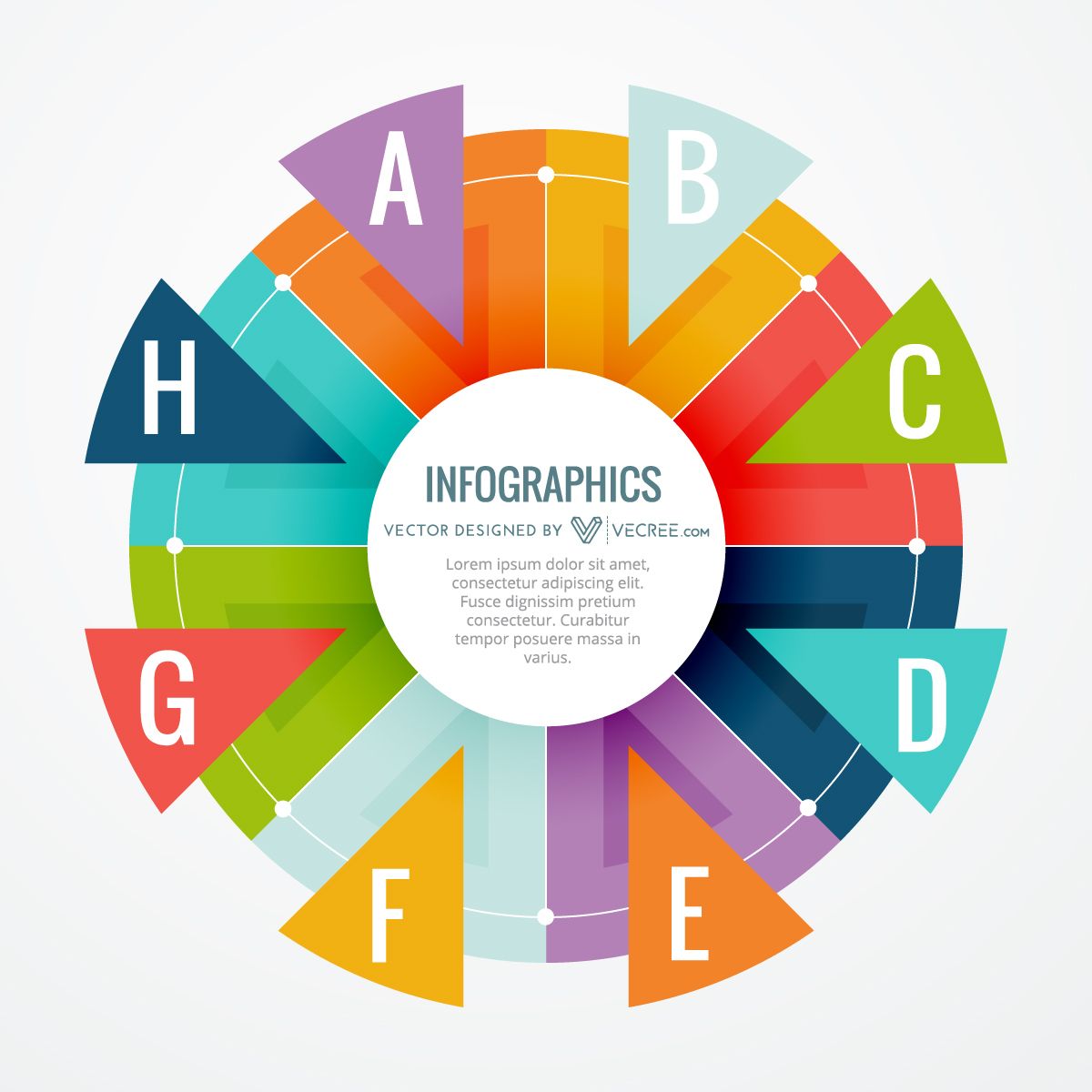 Colorful Triangular Wheel Circular Infographic - Vector download