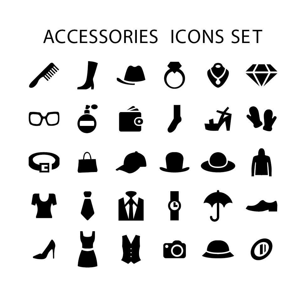 Hombres Mujeres Accesorios de moda Iconos - Descargar vector