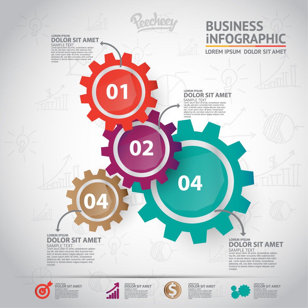 Colorful Cogwheel Business Infographic - Vector download