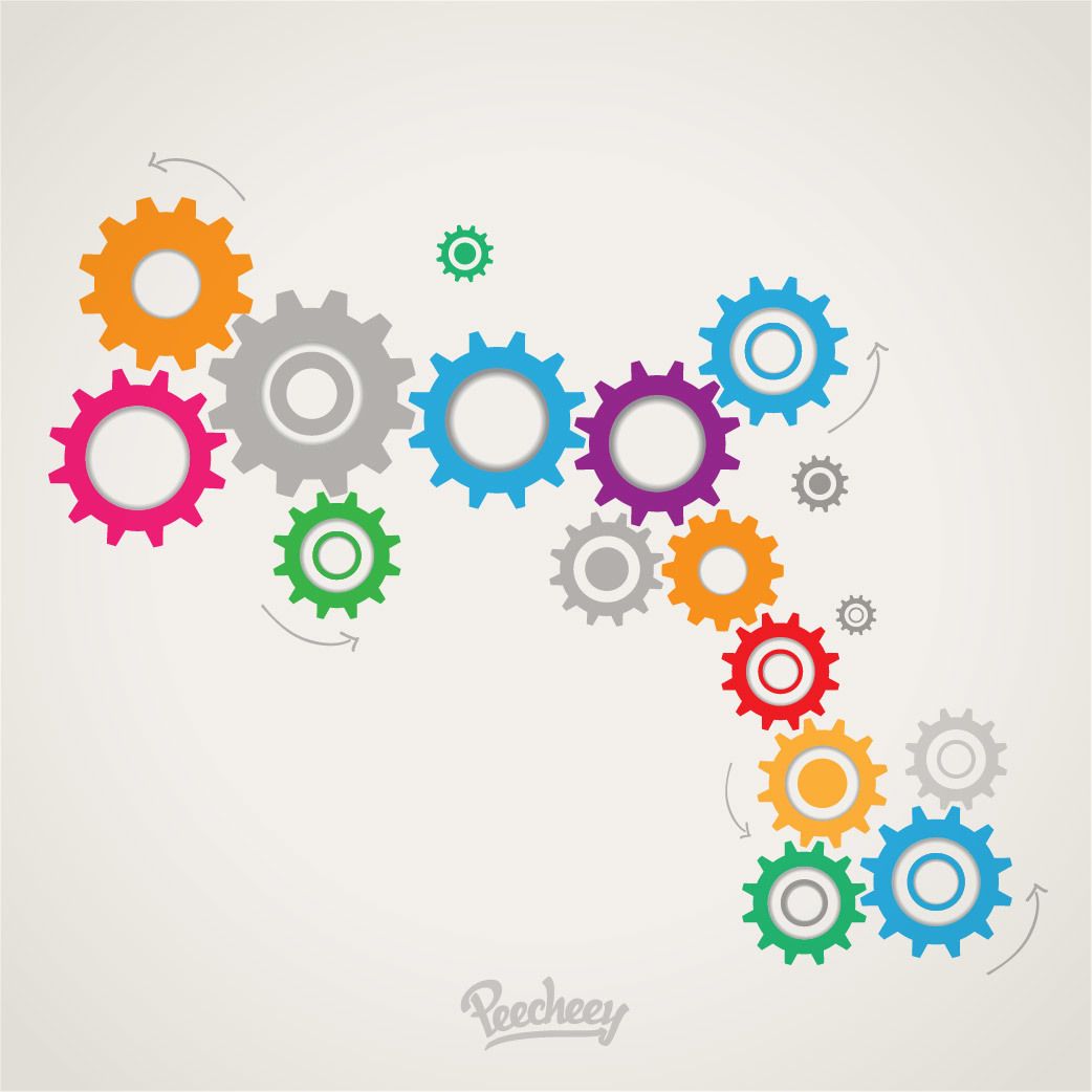 Colorful Cogwheels Mechanism Background - Vector download