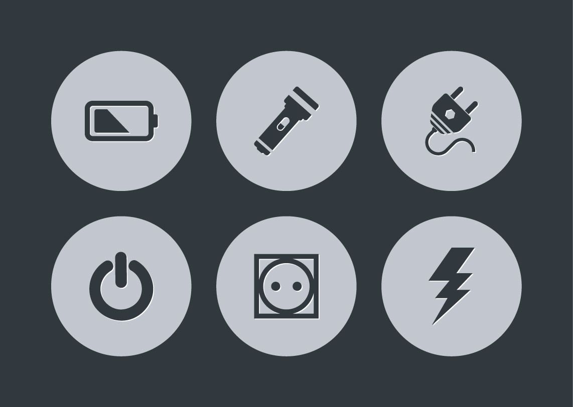 Simplistic Energy & Power Icon Circles - Vector download