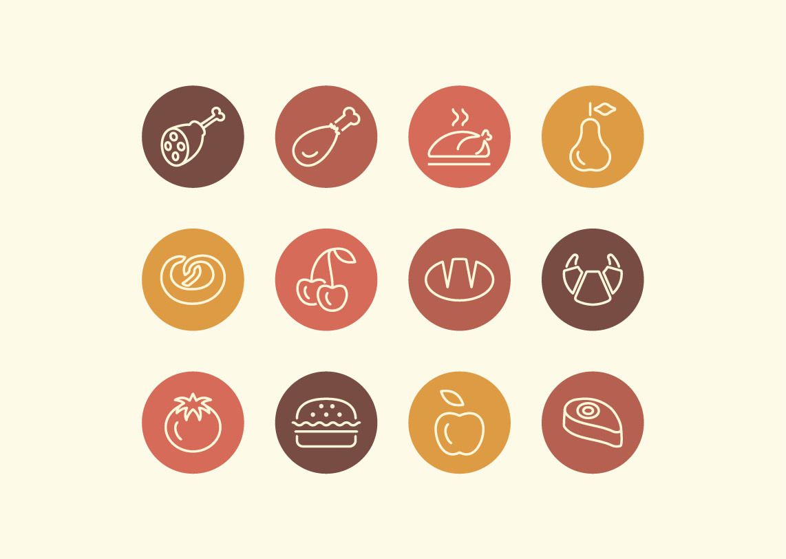 Outlined Food Icon Set Circles - Vector download
