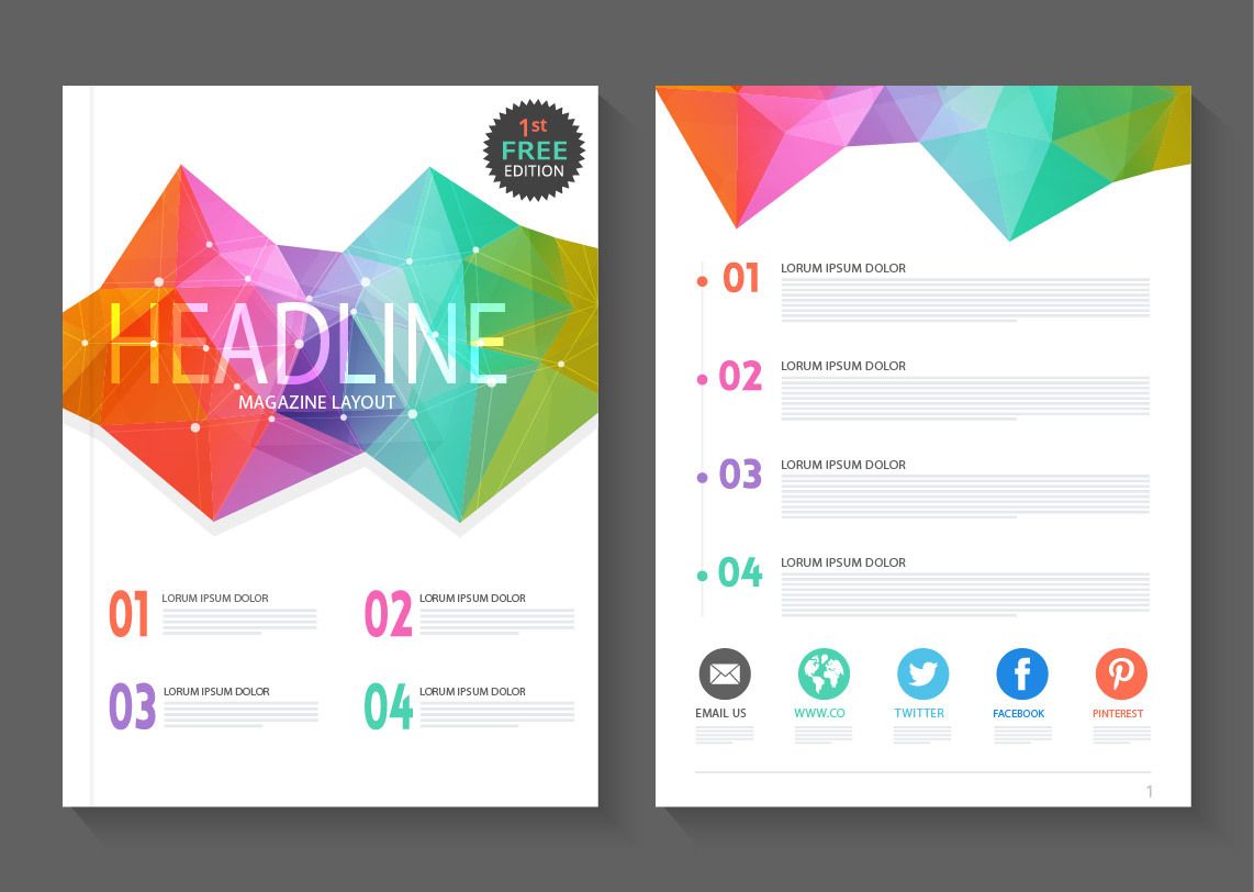 Abstract Colorful Polygonal Magazine Layout - Vector download