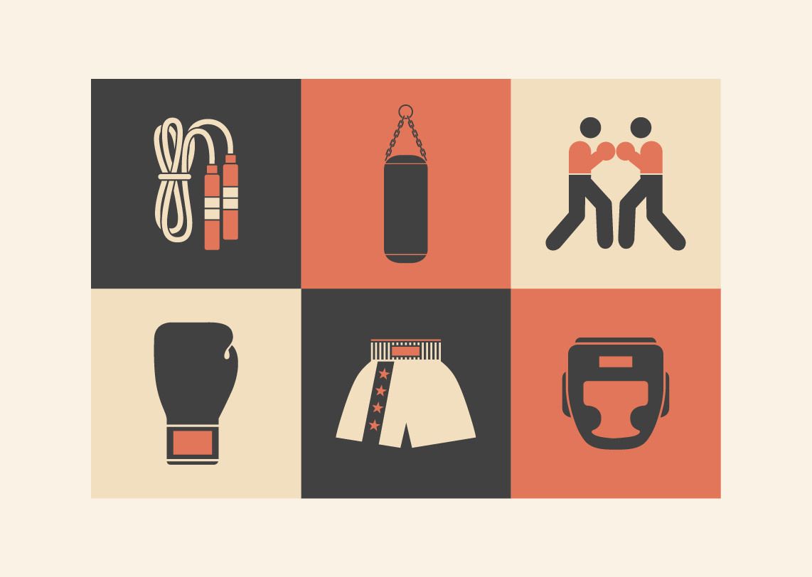 Minimal Retro Boxing Icon Pack - Vector download