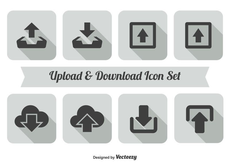 Flat Download Upload Icon Set - Vector download