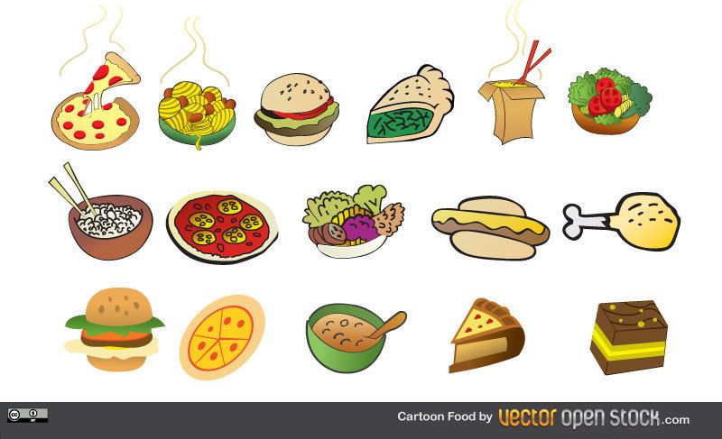 Cartoon Foods Vector Icons - Vector download