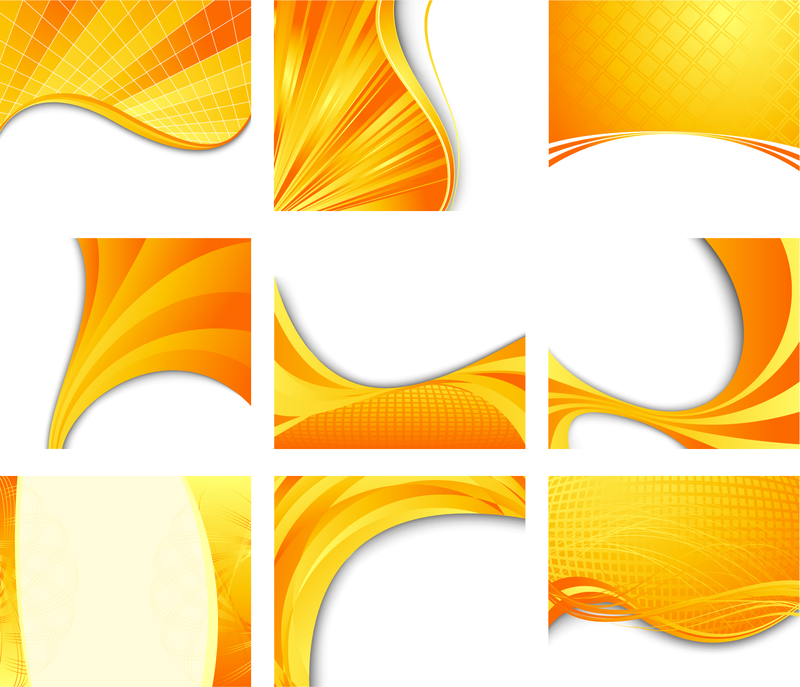 Yellow wavy shapes background set - Vector download