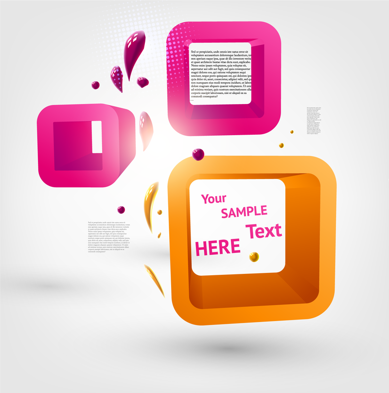 3 3D-Quadrat-Box-Hintergrunddesign - Vektor Download