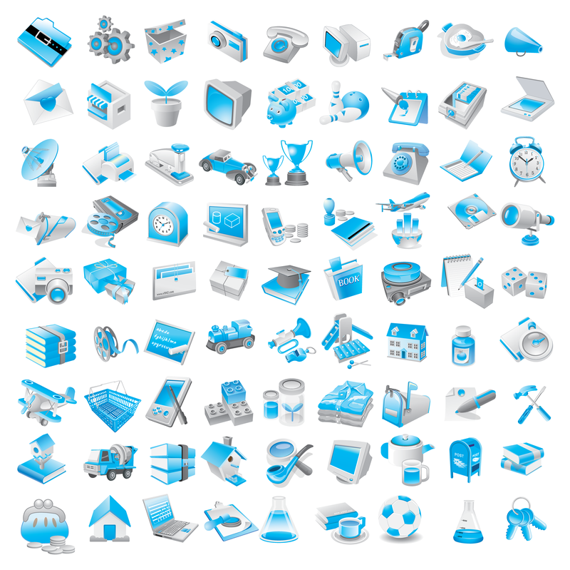 Colección azul iconos misceláneos - Descargar vector