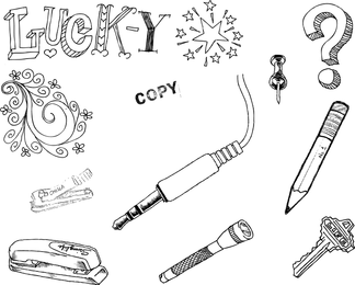 Hand Drawn Objects Vector Set Vector Download