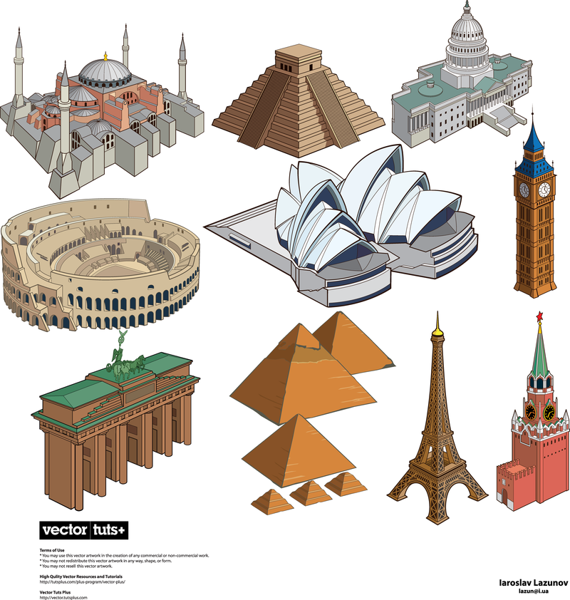 Famous Landmarks Vector Vector Download