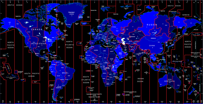 World Time Zone Map Identifies The Vector - Vector download