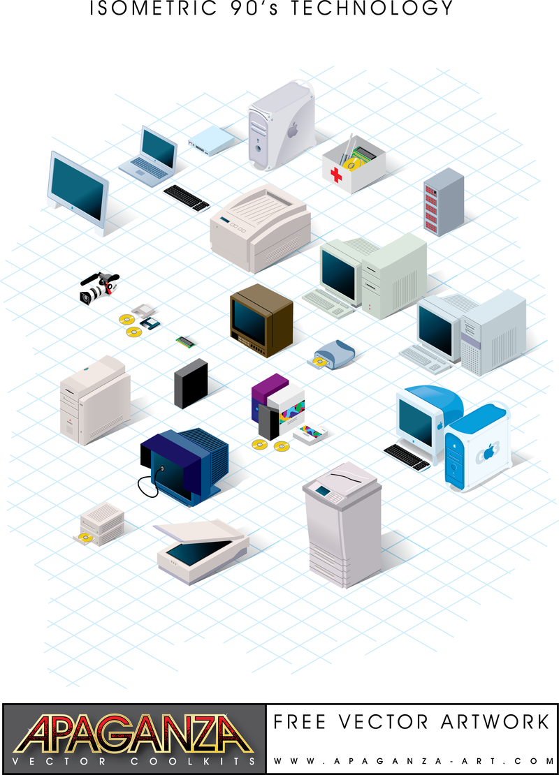 90s Tech Vector Set Vector Download