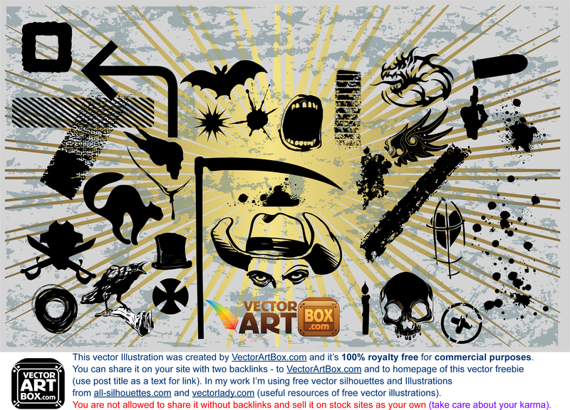 Descarga Vector De Conjunto De Estilo Grunge De Objeto Misceláneo