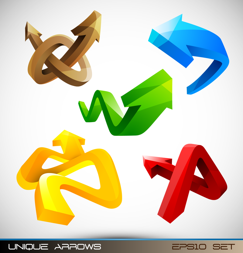 Variety Of Threedimensional Arrow Vector - Vector download