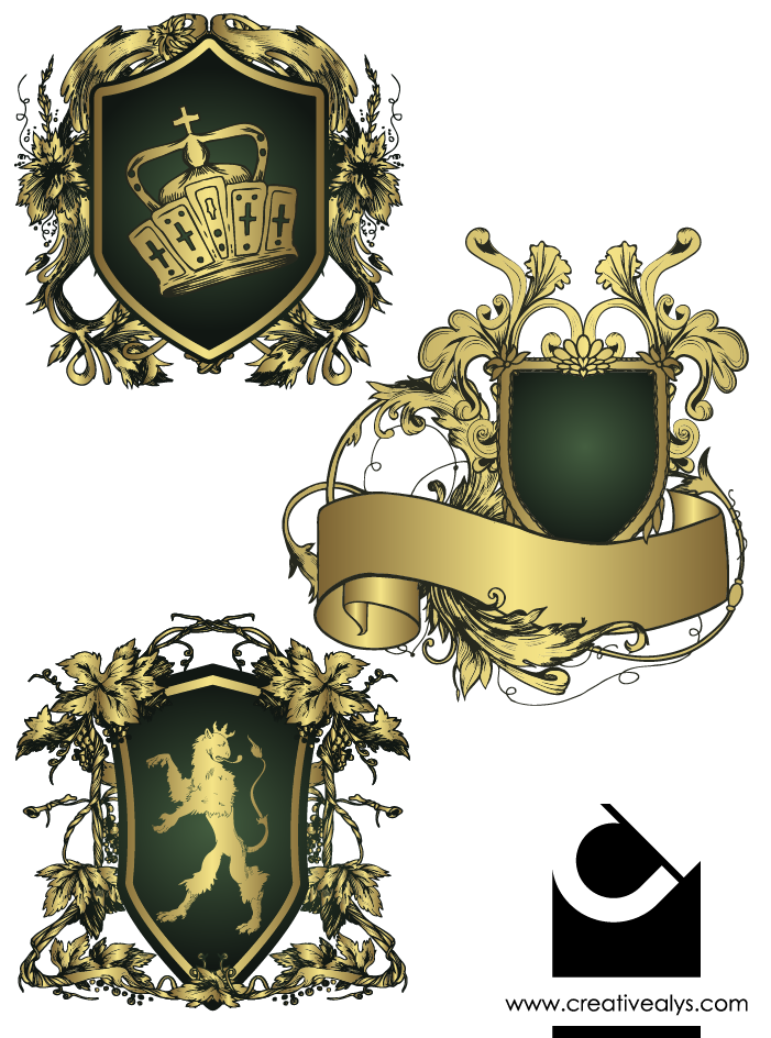 Heraldic Shield Decorative Emblems - Vector download