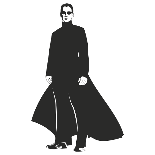 Neo Matrix Silhouette Portrait of Keanu Reeves - Vector download