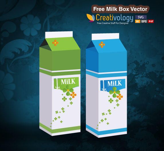 3D Milk Packet with Floral Design - Vector download
